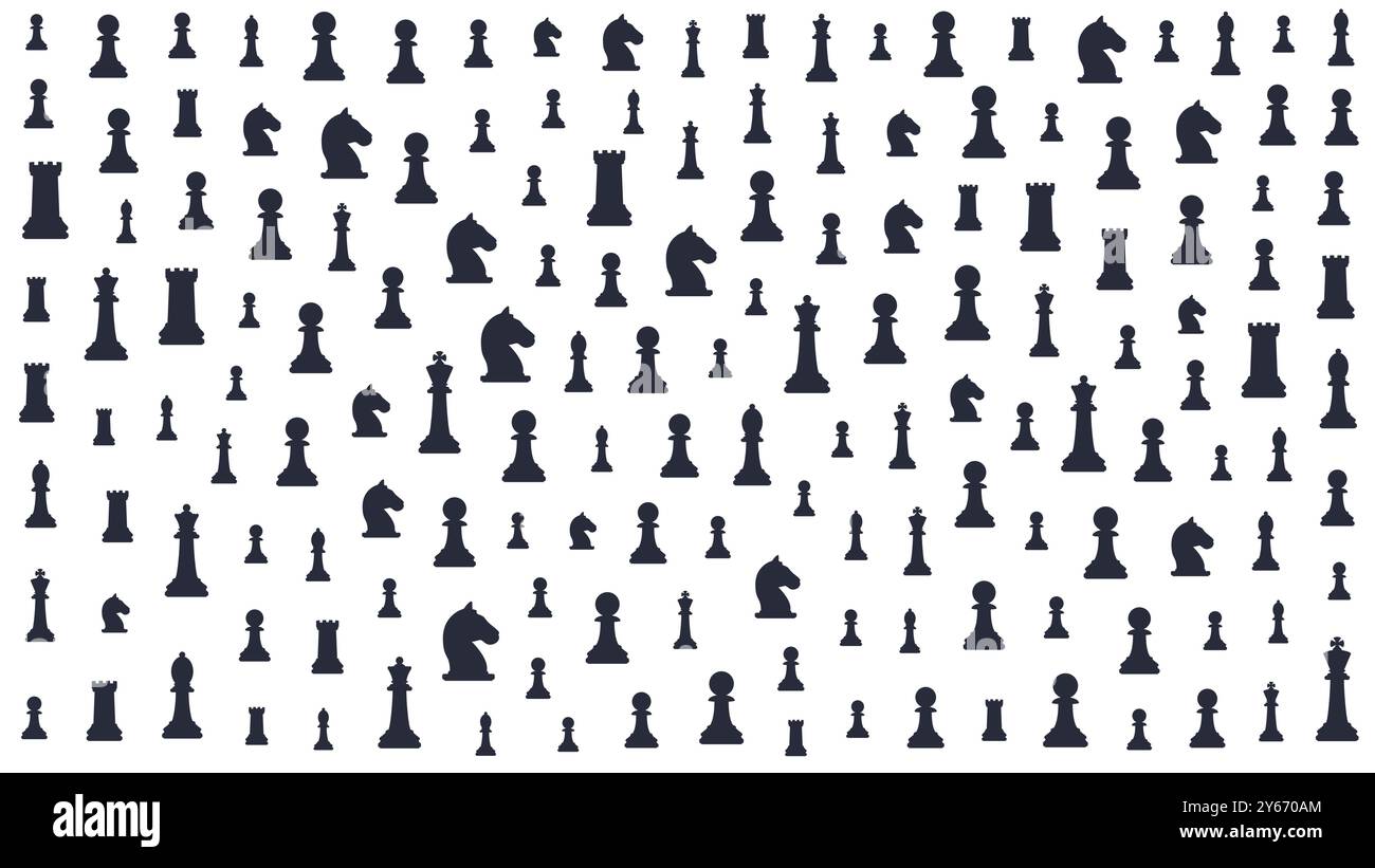 Pattern with pieces of chess on a white background. Vector illustration ...