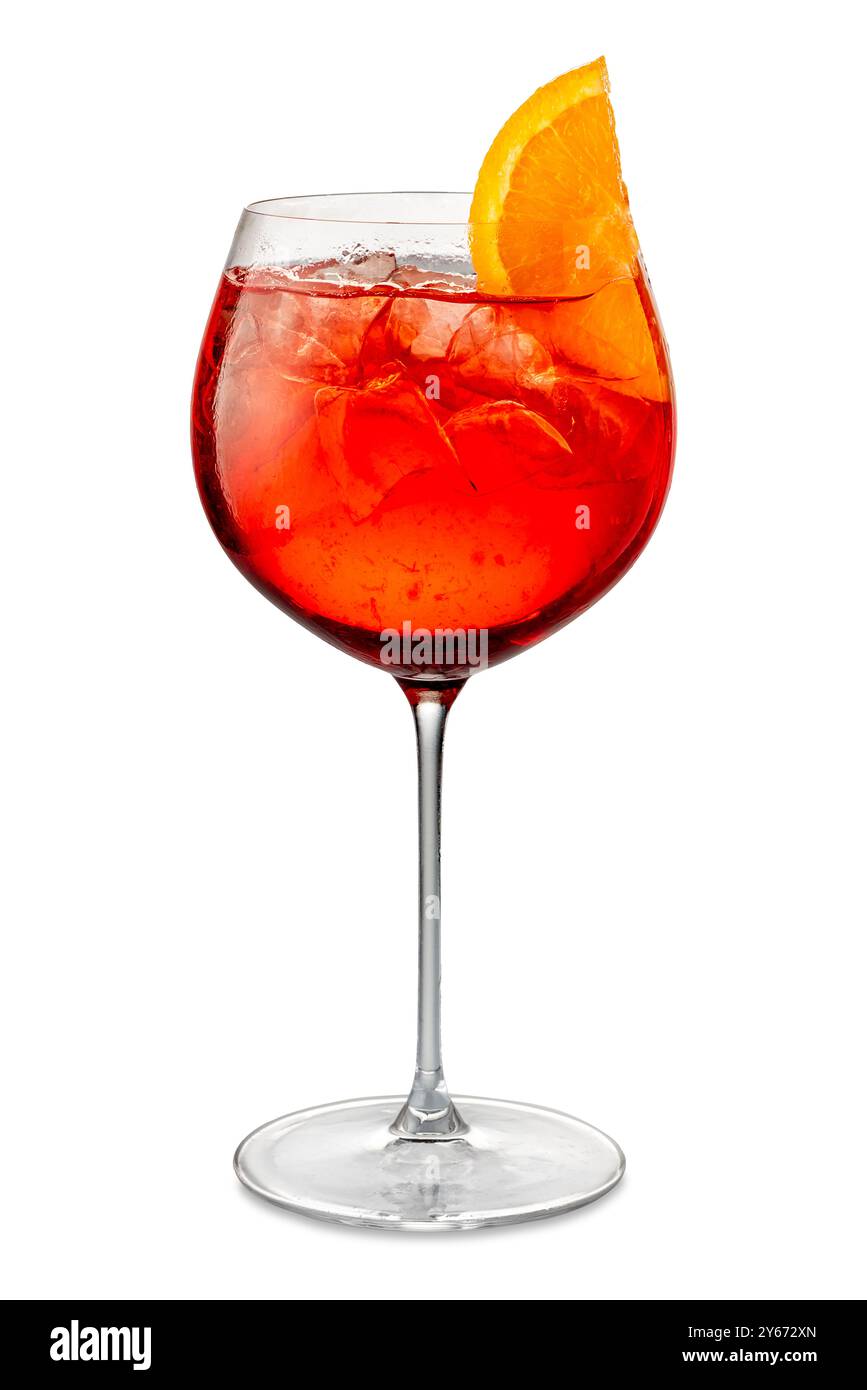 Alcoholic Spritz Cocktail in goblet glass Isolated on White with ...