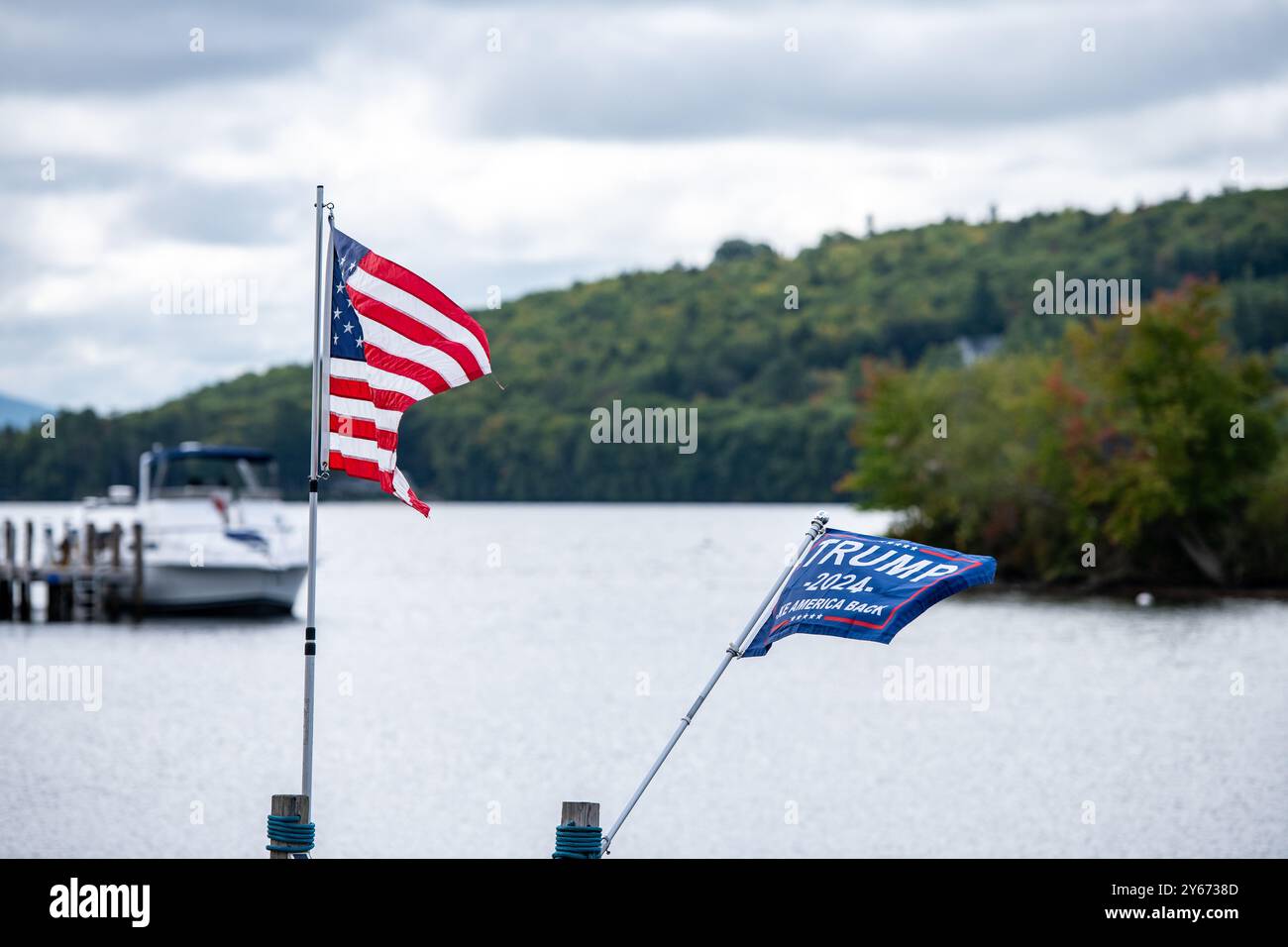 High res images of Donald Trump supporters flags at Meredith, New ...