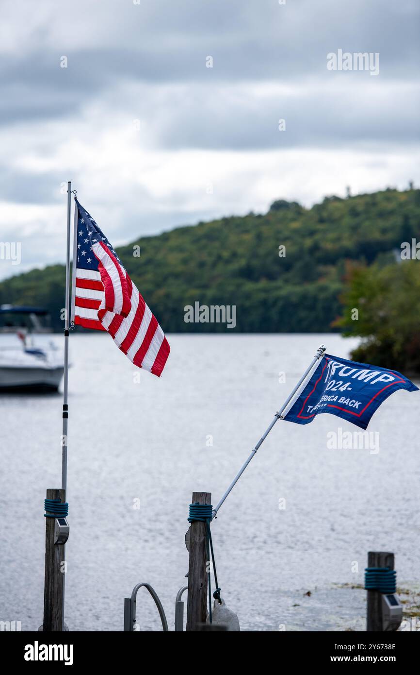 High res images of Donald Trump supporters flags at Meredith, New ...