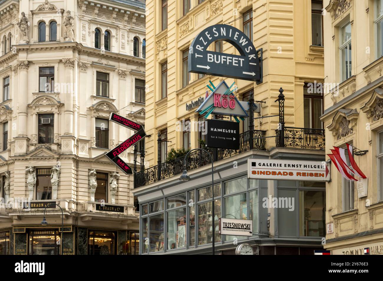 Shop signs in Vienna, Austria Stock Photo - Alamy