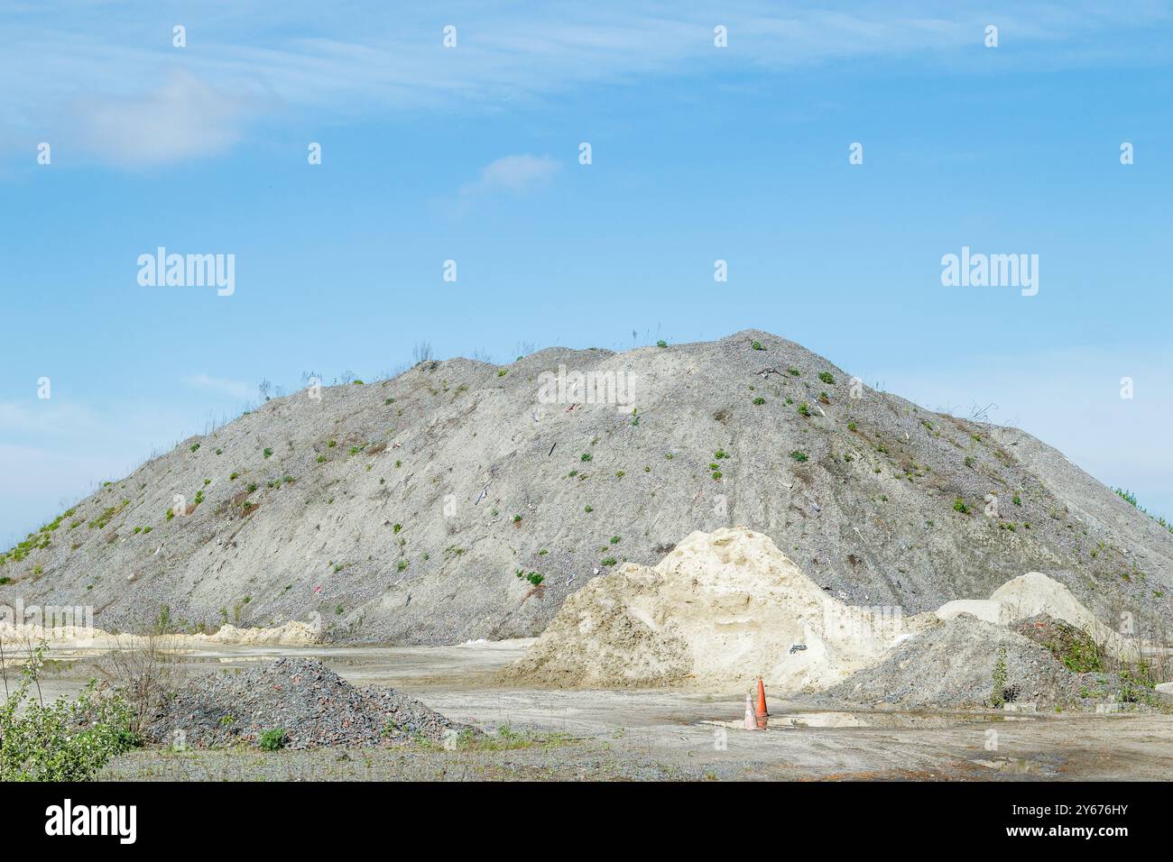 A large pile of rubble for road construction. Crushed stone for ...
