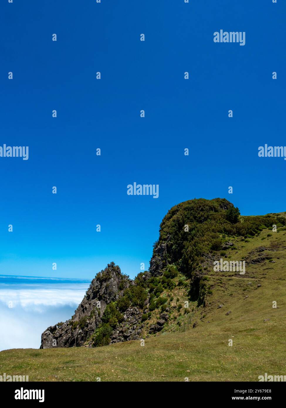 View over the cloud cover near Fanal in the northwest of Madeira Stock ...