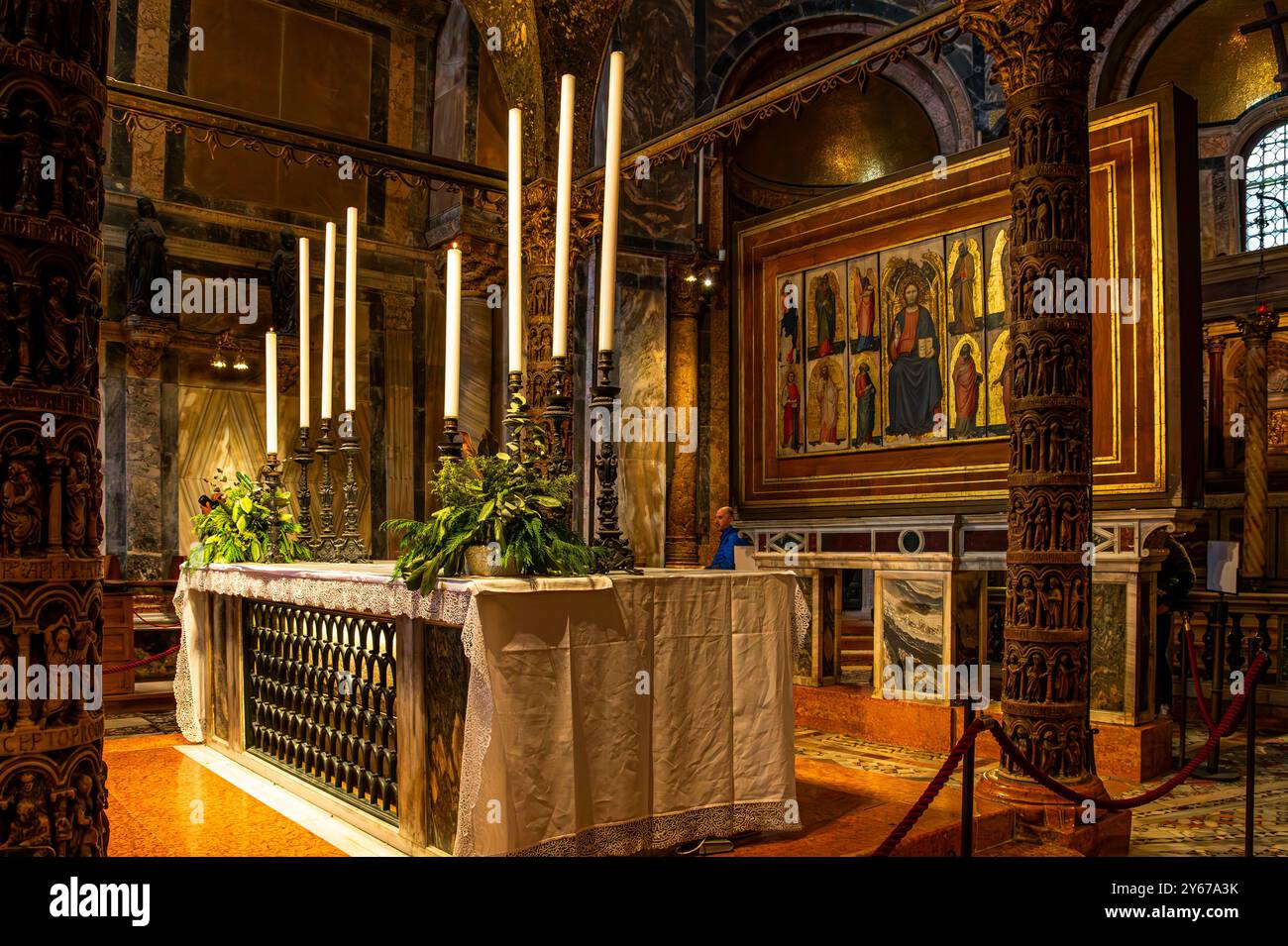 The High Altar of St. Mark's Basilica in Venice, Italy on the rear of ...