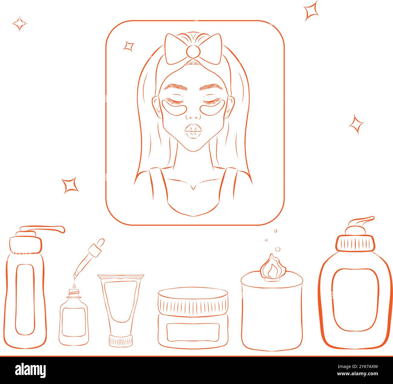 Skin care, beauty products, cosmetics icons set. Hand-drawn vector ...