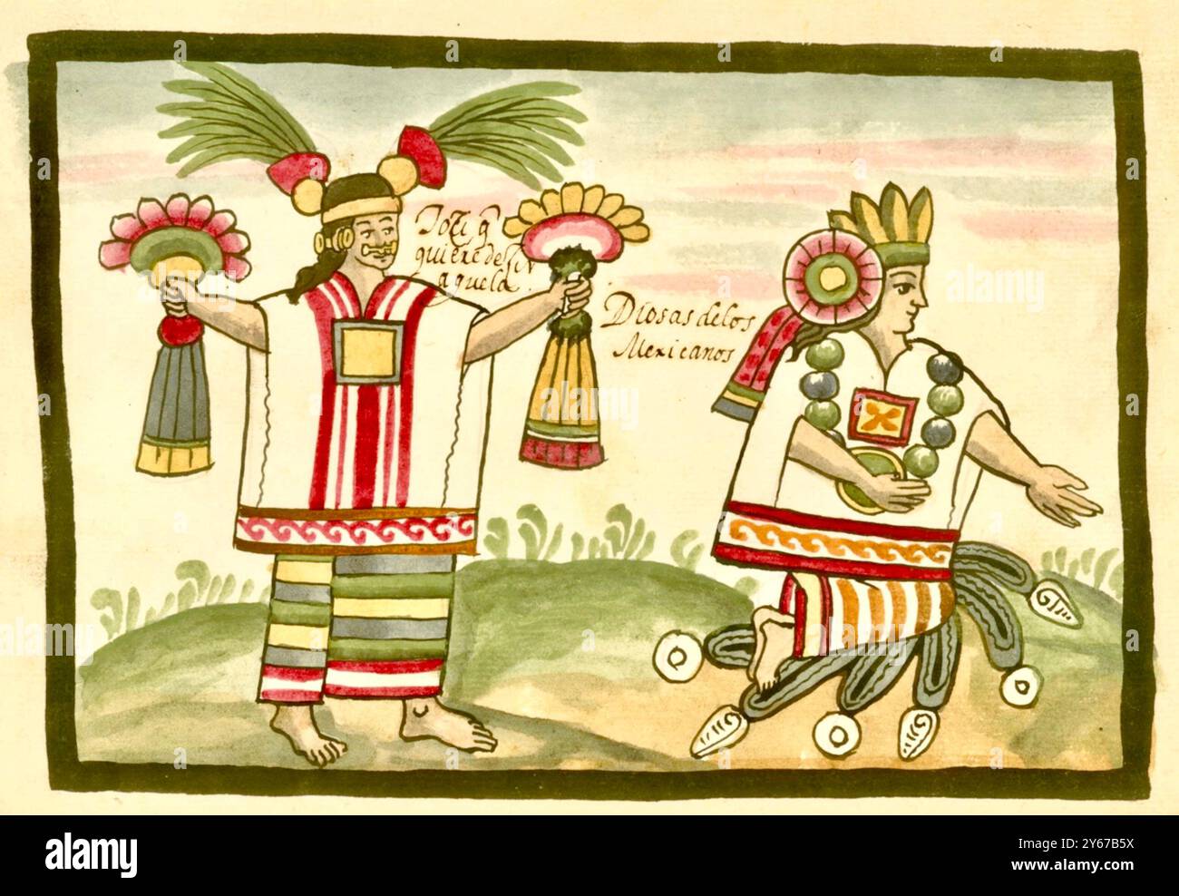 Codex Tovar - Toci and Xochiquetzal, Two Aztec Goddesses - 1585 Stock ...