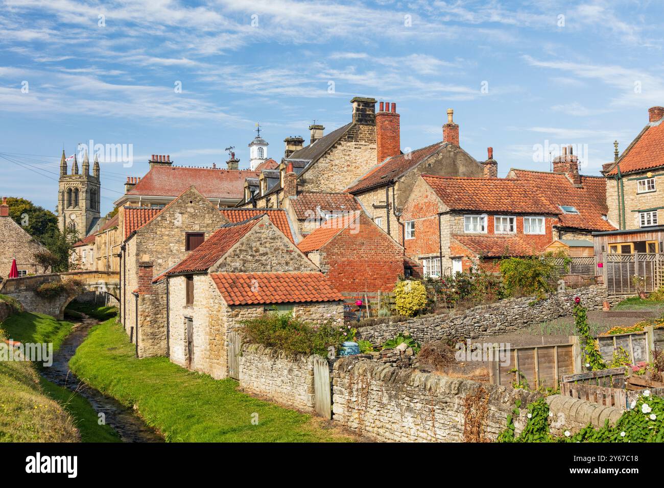 Traditional stone buildings in the market town of Helmsley in the North ...