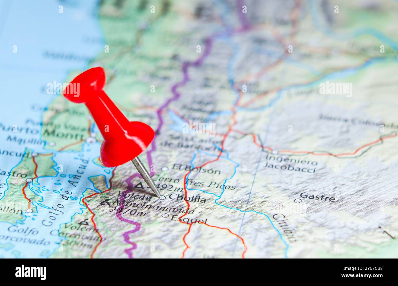 Cholila, Argentina pin on map Stock Photo - Alamy