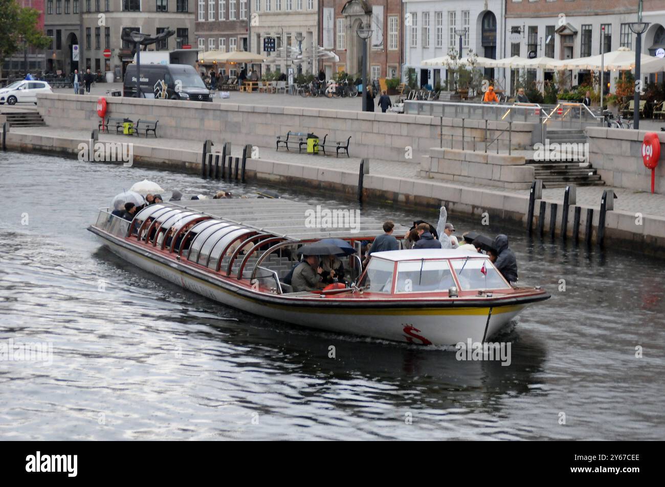 Copenhagen/ Denmark/24 September 2024/ Travelers boat ride canal tours ...