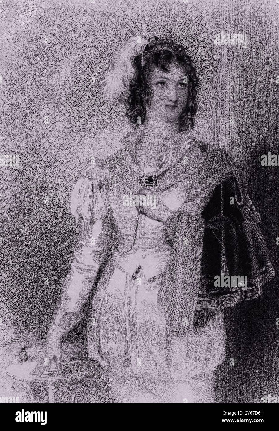 Viola dressed as a boy in Shakespeare's Twelfth Night, 1836 stipple ...