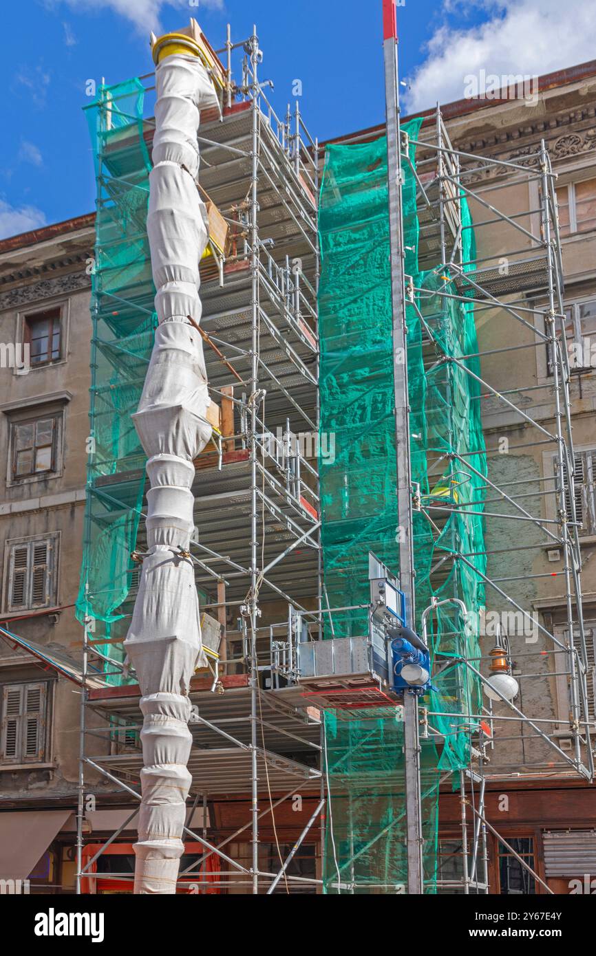 Chute Tube and Elevator at Construction Site Scaffoldings Stock Photo ...