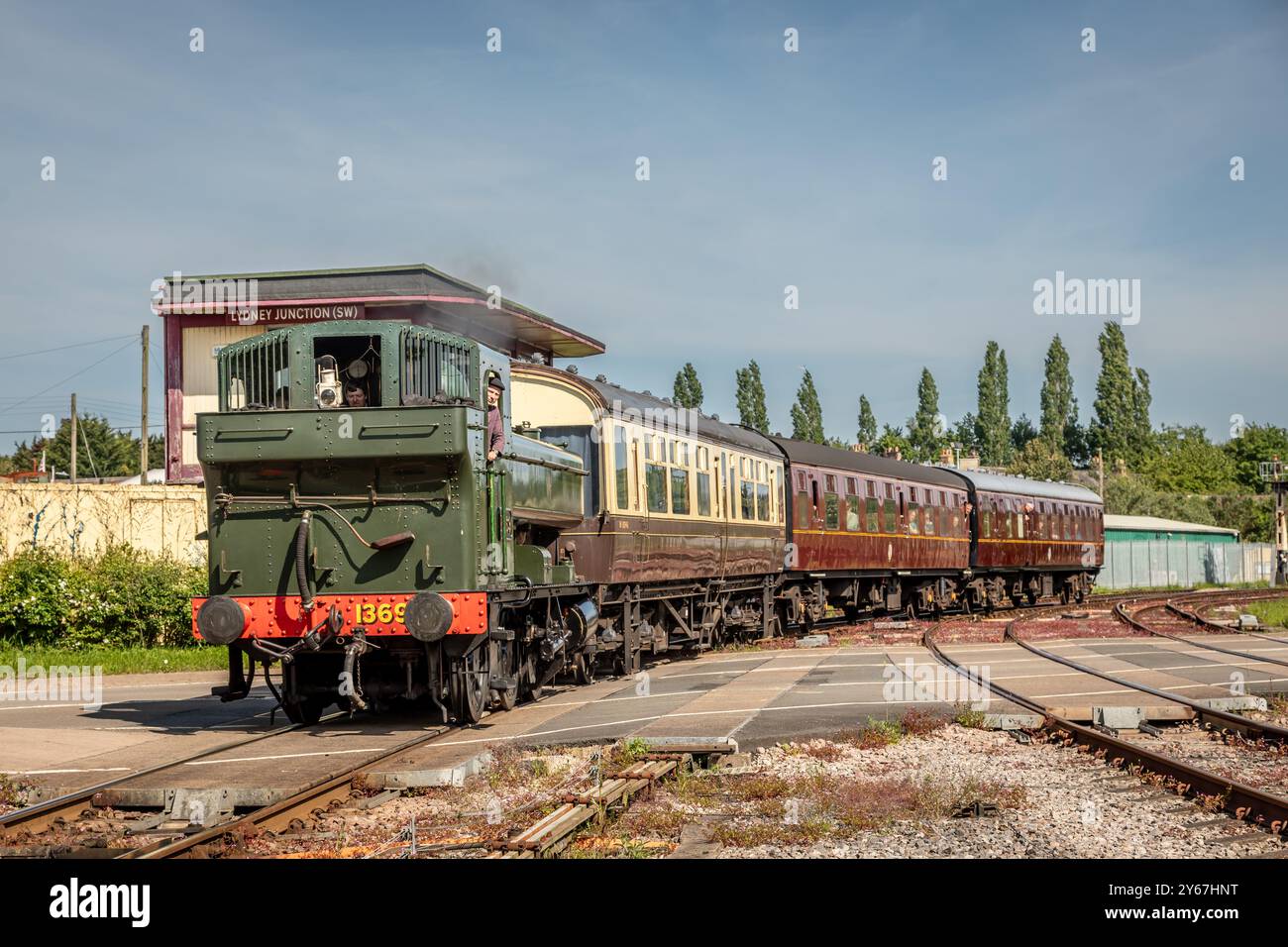 GWR '1366' 0-6-0 No. 1369 approaches Lydney on the Dean Forest Railway ...
