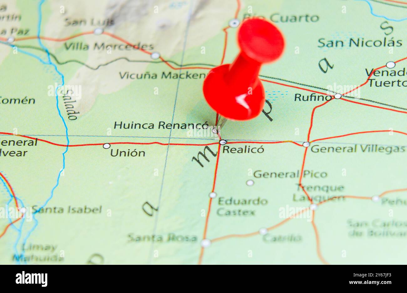 Huinca Renanco, Argentina pin on map Stock Photo - Alamy