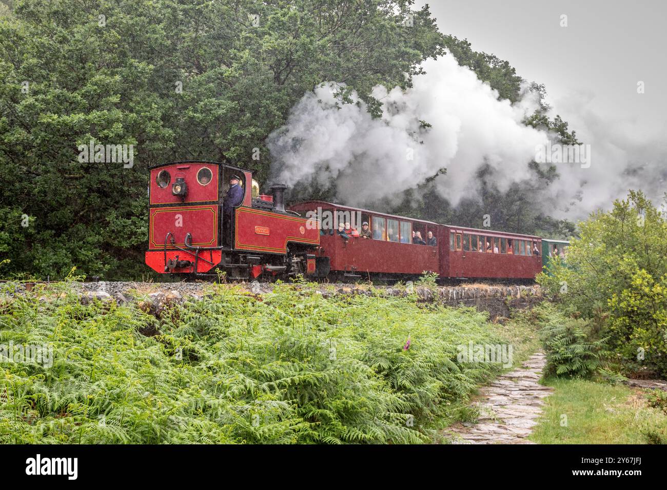 Hunslet 2-6-2T 'Russell' passes through the Pass of Aberglaslyn on the Welsh Highland Railway ...
