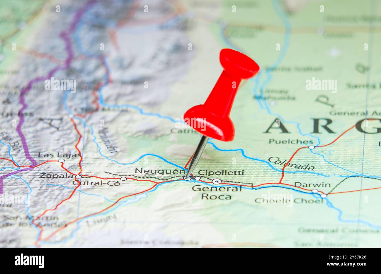 Neuquen, Argentina pin on map Stock Photo - Alamy