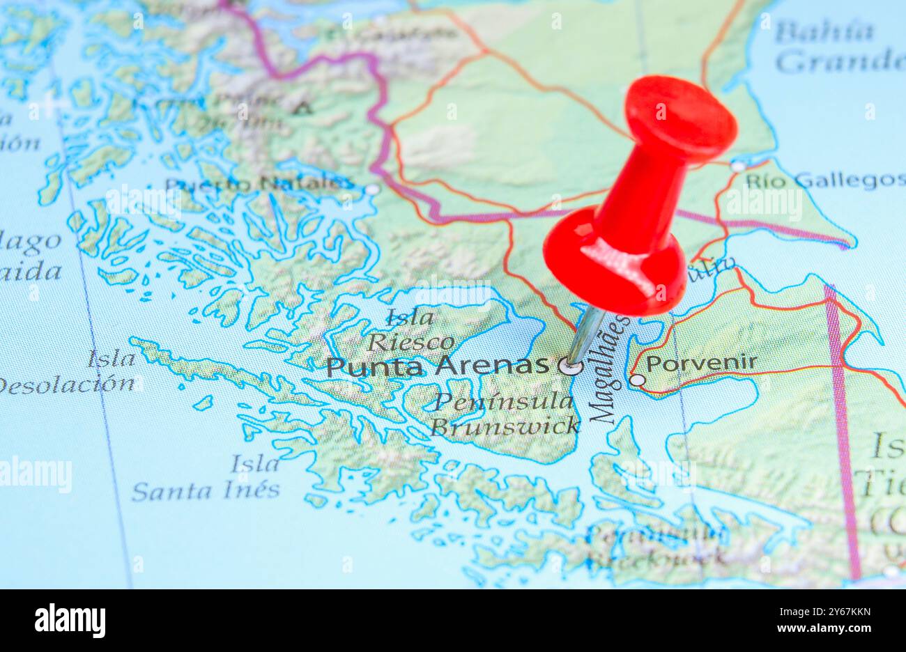 Punta Arenas south of Chile map Stock Photo - Alamy