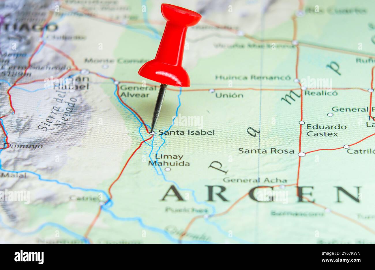 Santa Isabel, Argentina pin on map Stock Photo - Alamy