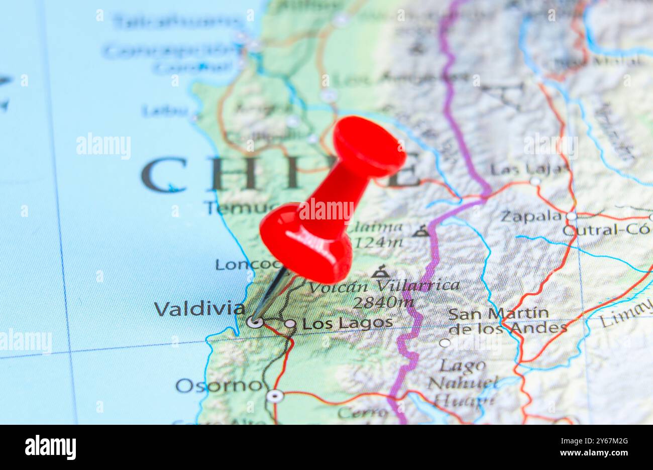 Valdivia, Chile pin on map Stock Photo - Alamy