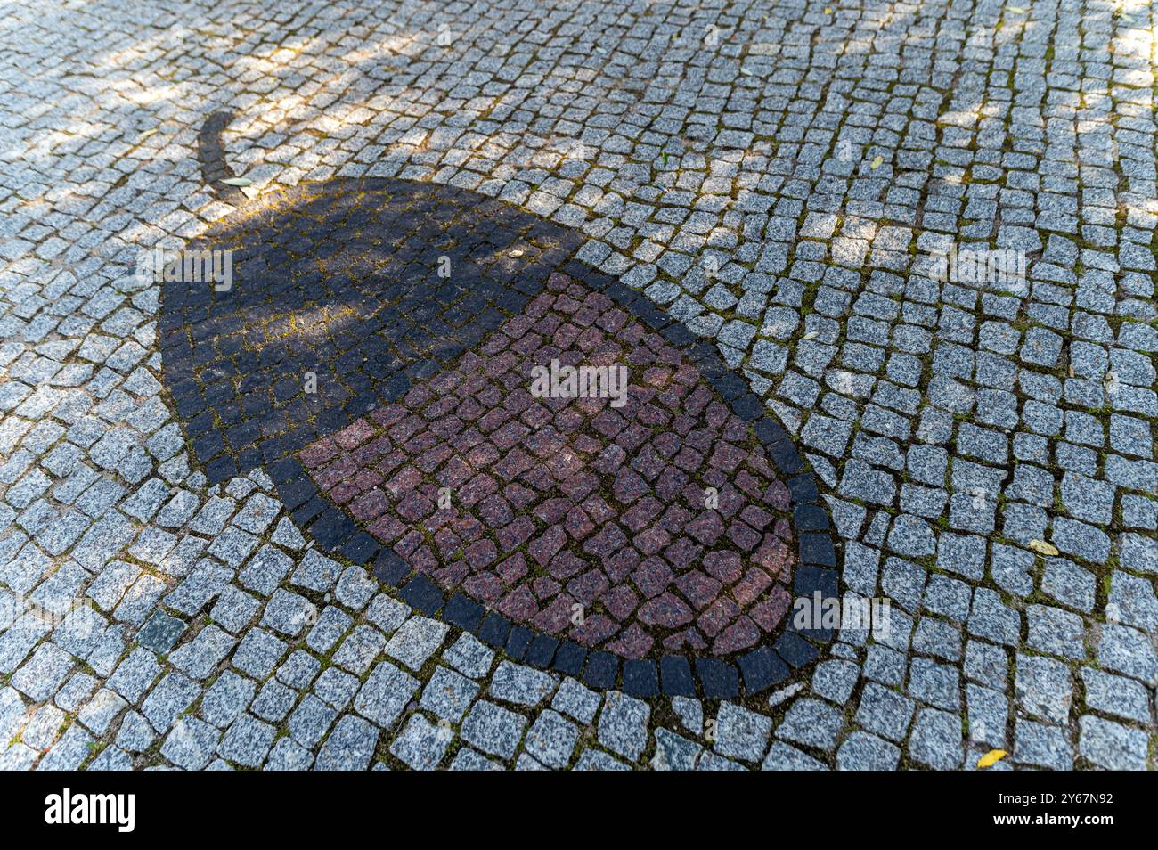 Unique cobblestone pathway featuring acorn designs in a lush garden ...