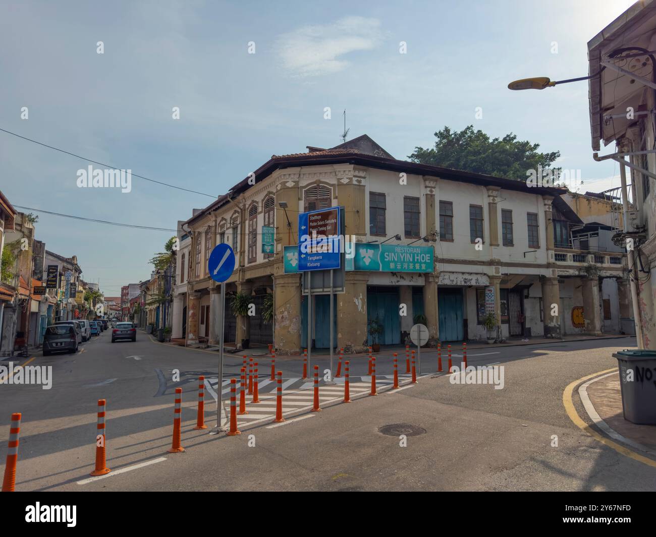 Historic commercial buildings on Jalan Kampung Pantai Street in ...