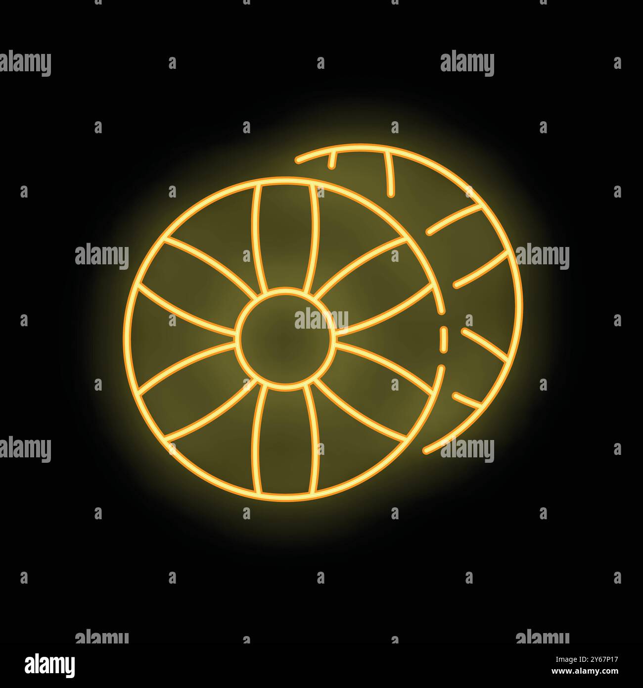 Glowing neon sign depicting two slices of kiwi fruit, one showing the ...