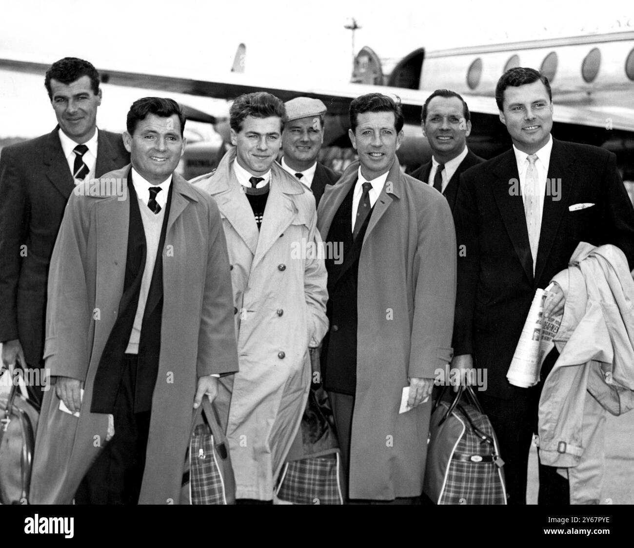 British Ryder Cup captain Dai Rees is seen second from left in a party ...
