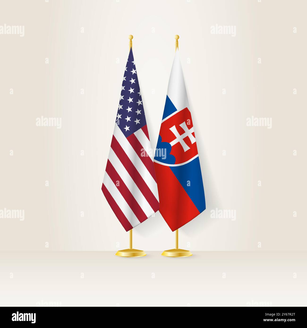 United States and Slovakia national flag on a light background. Vector ...