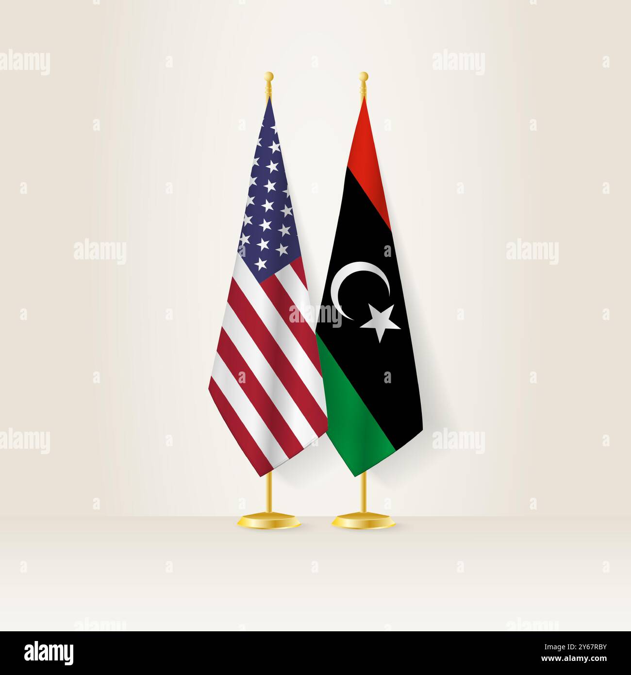 United States and Libya national flag on a light background. Vector ...