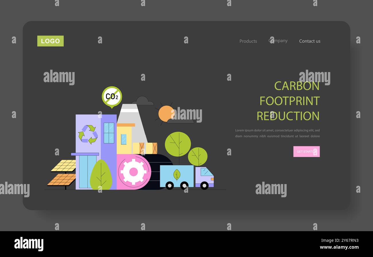 Sustainability concept. Website banner promoting carbon footprint ...