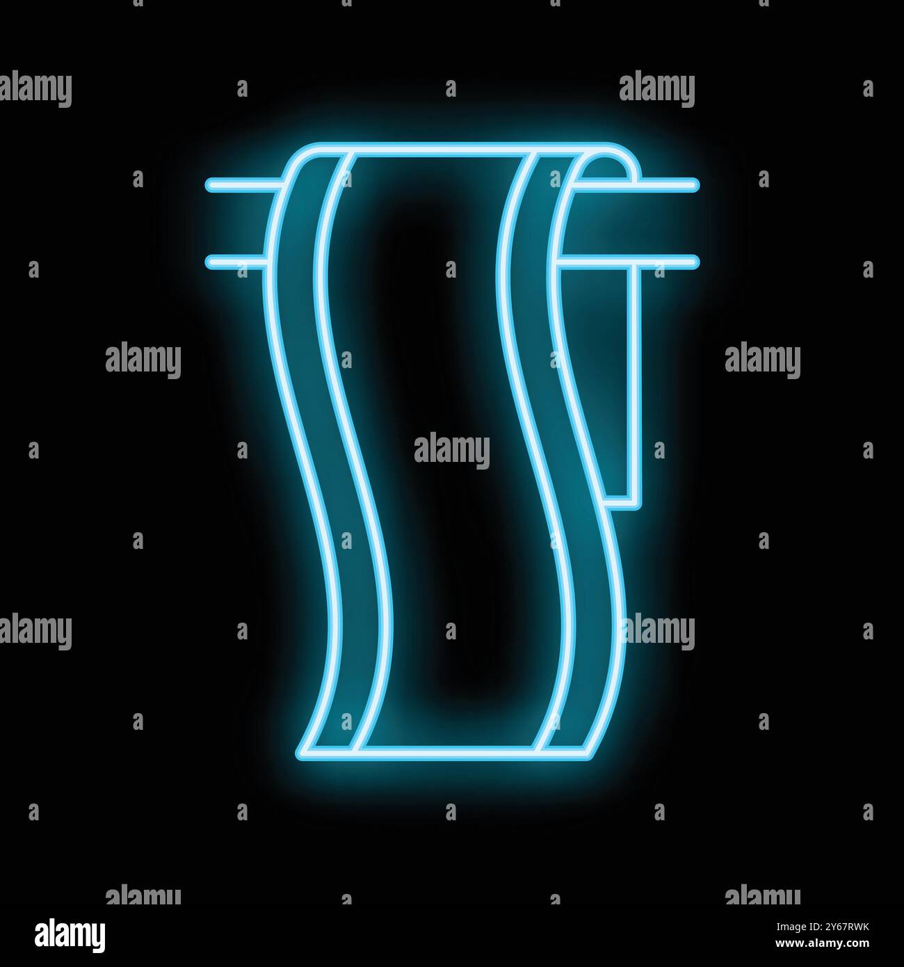 Neon icon of paper towel dispenser glowing on black background Stock ...