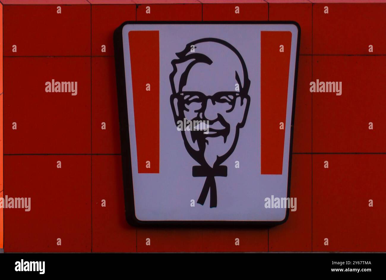 11MAY2024, MAURITIUS -Close view of KFC restaurant billboard with ...