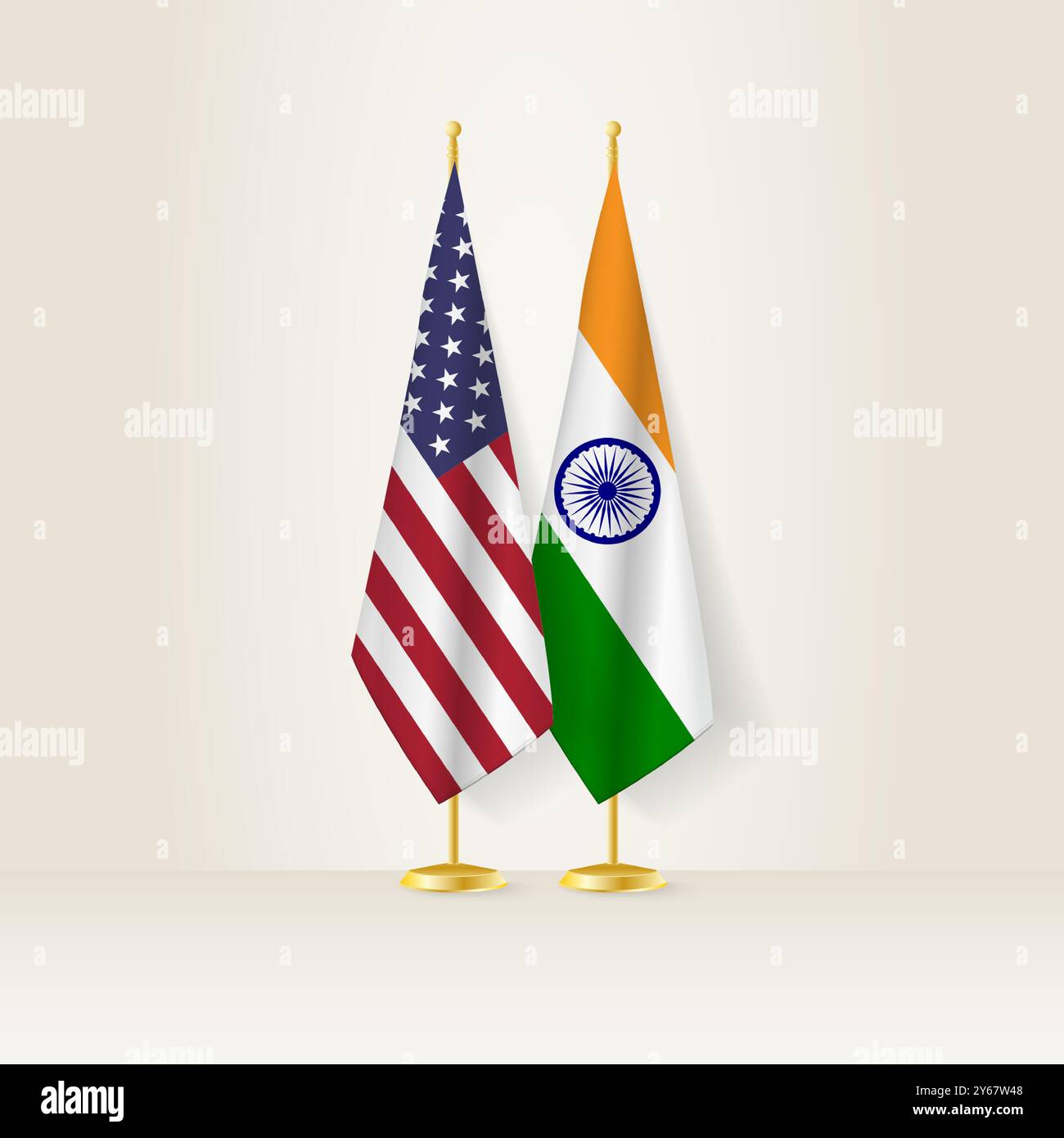 United States and India national flag on a light background. Vector ...