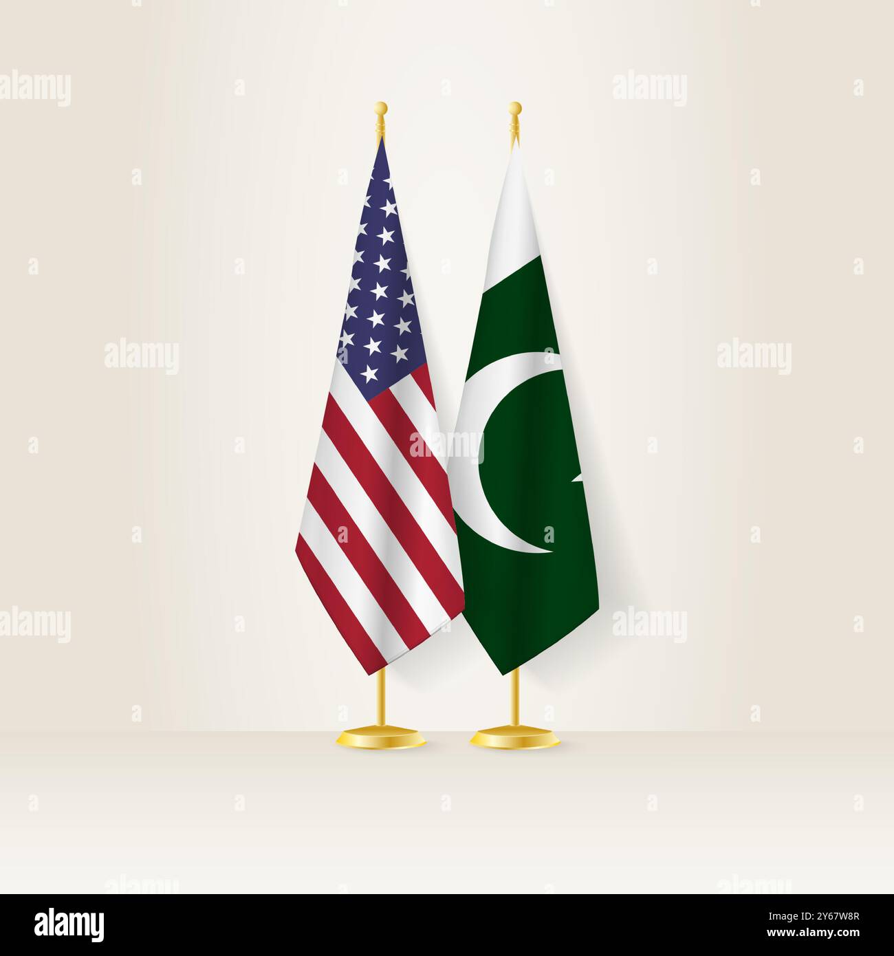 United States and Pakistan national flag on a light background. Vector ...