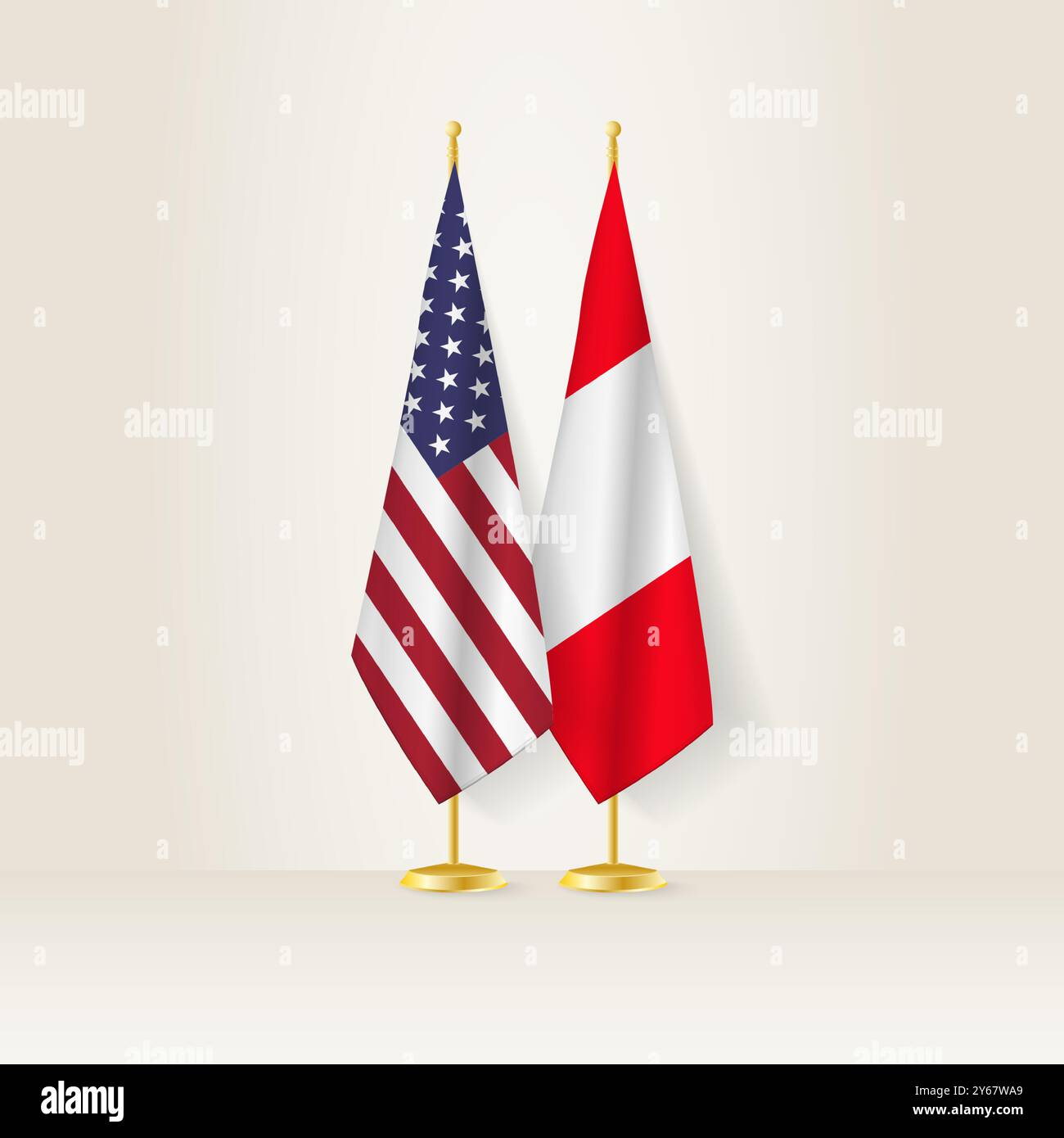 United States and Peru national flag on a light background. Vector ...