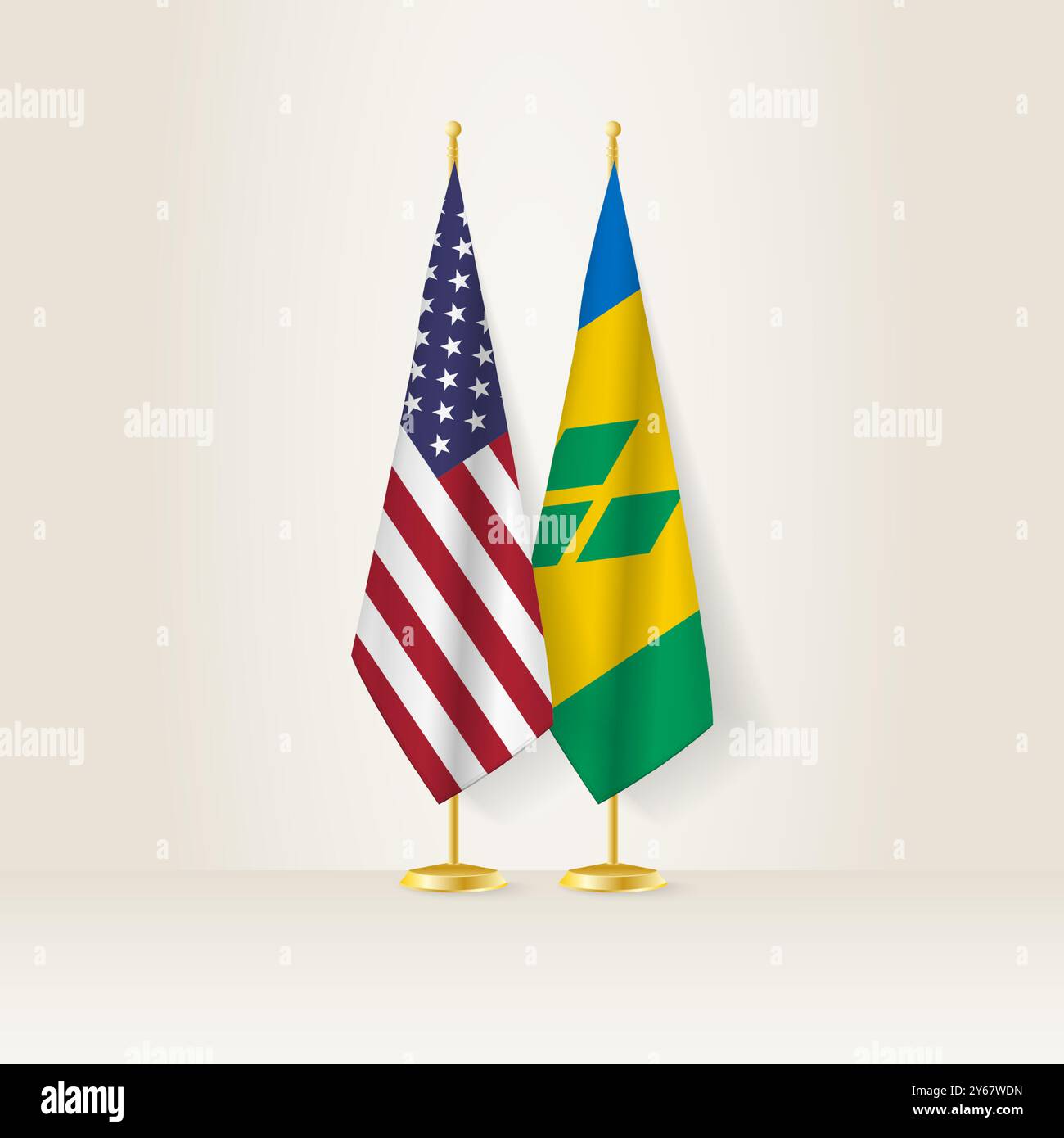 United States and Saint Vincent and the Grenadines national flag on a ...