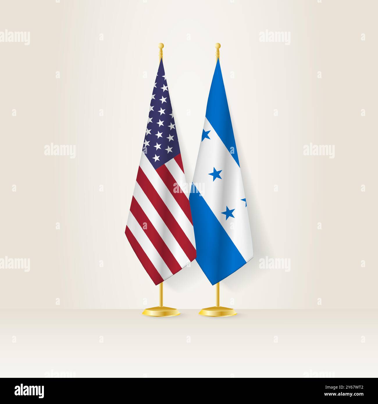 United States and Honduras national flag on a light background. Vector ...