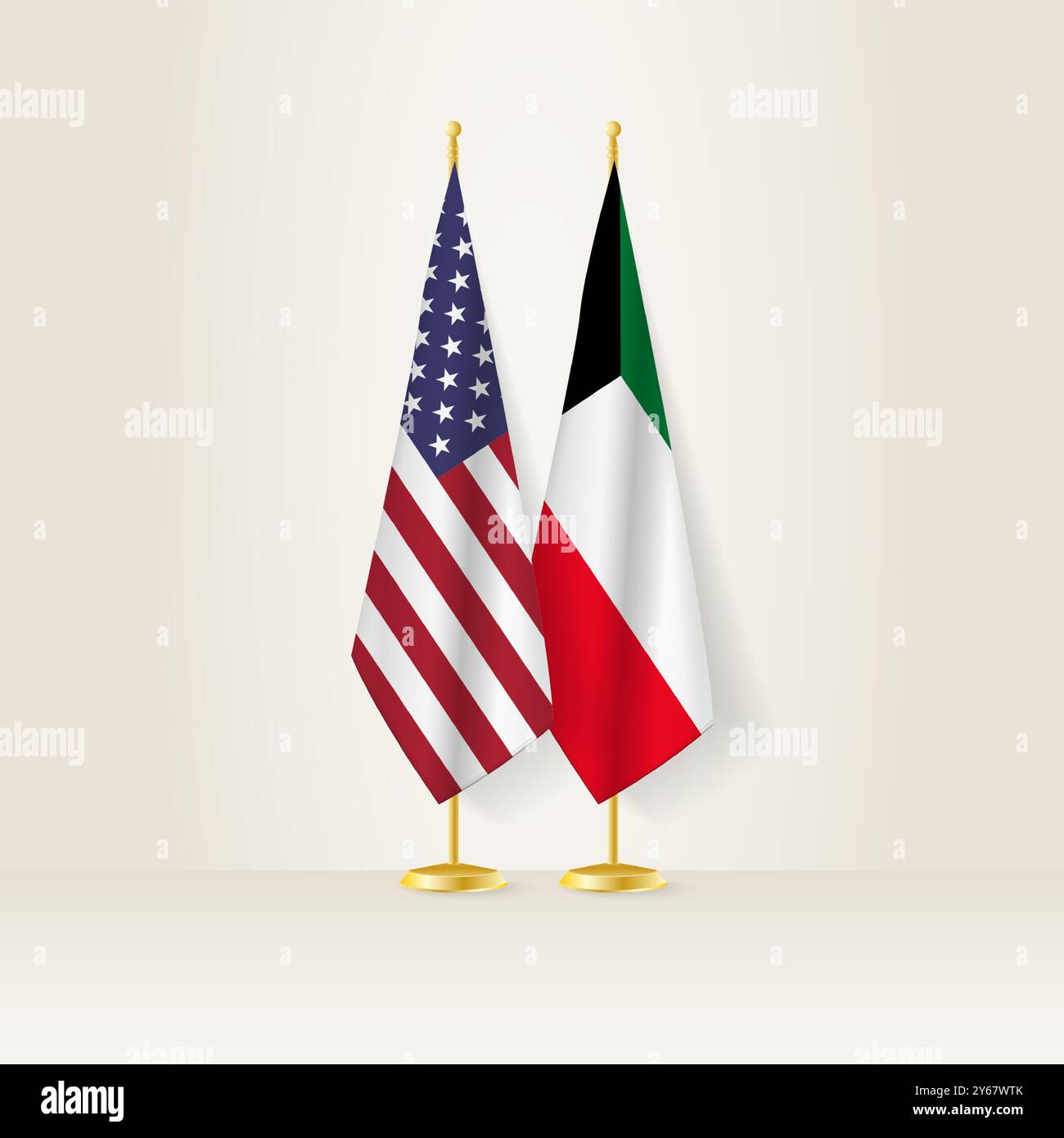 United States and Kuwait national flag on a light background. Vector ...