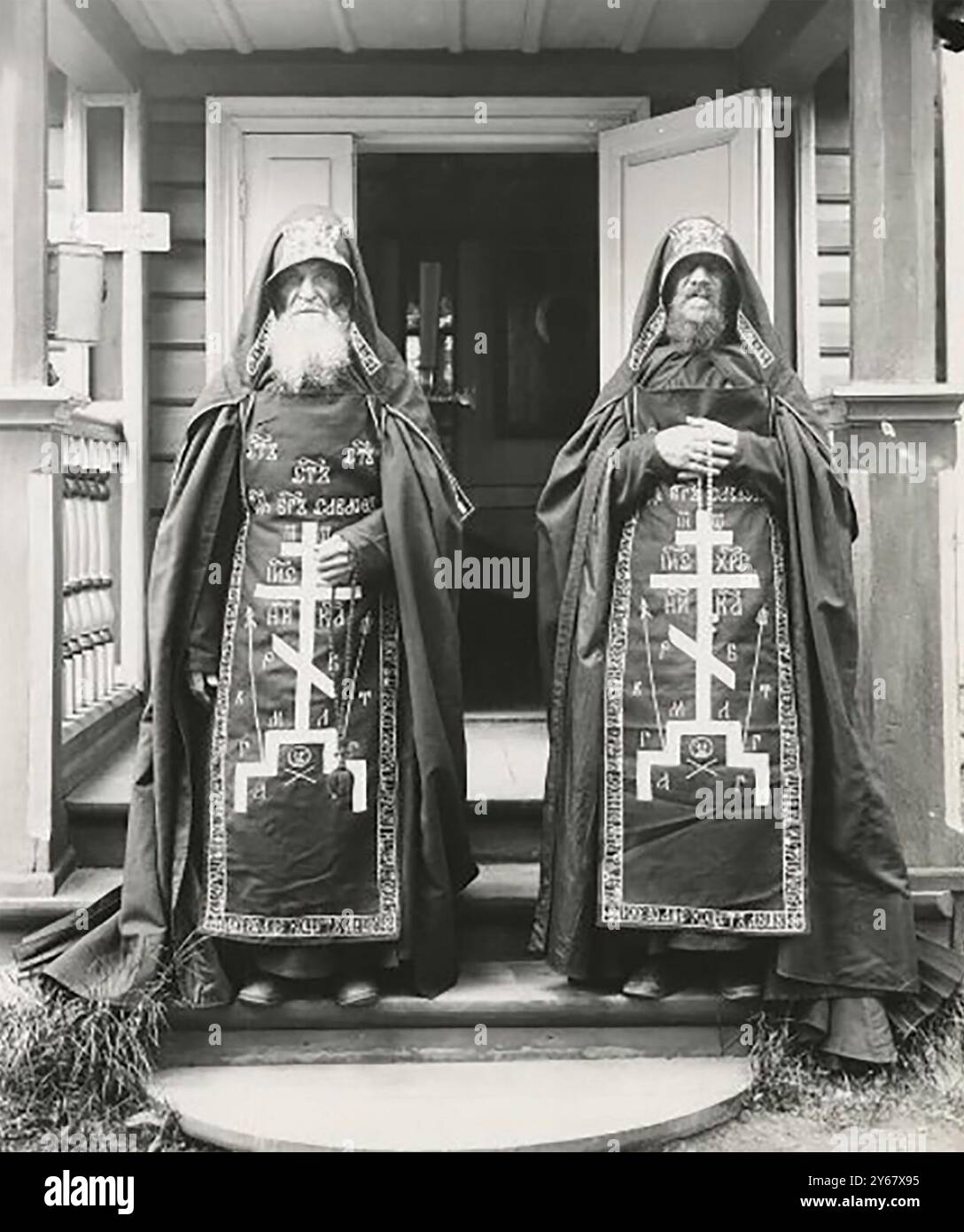 RUSSIAN EASTERN ORTHODOX PRIESTS near St.Petersburg inn 1892 Stock ...