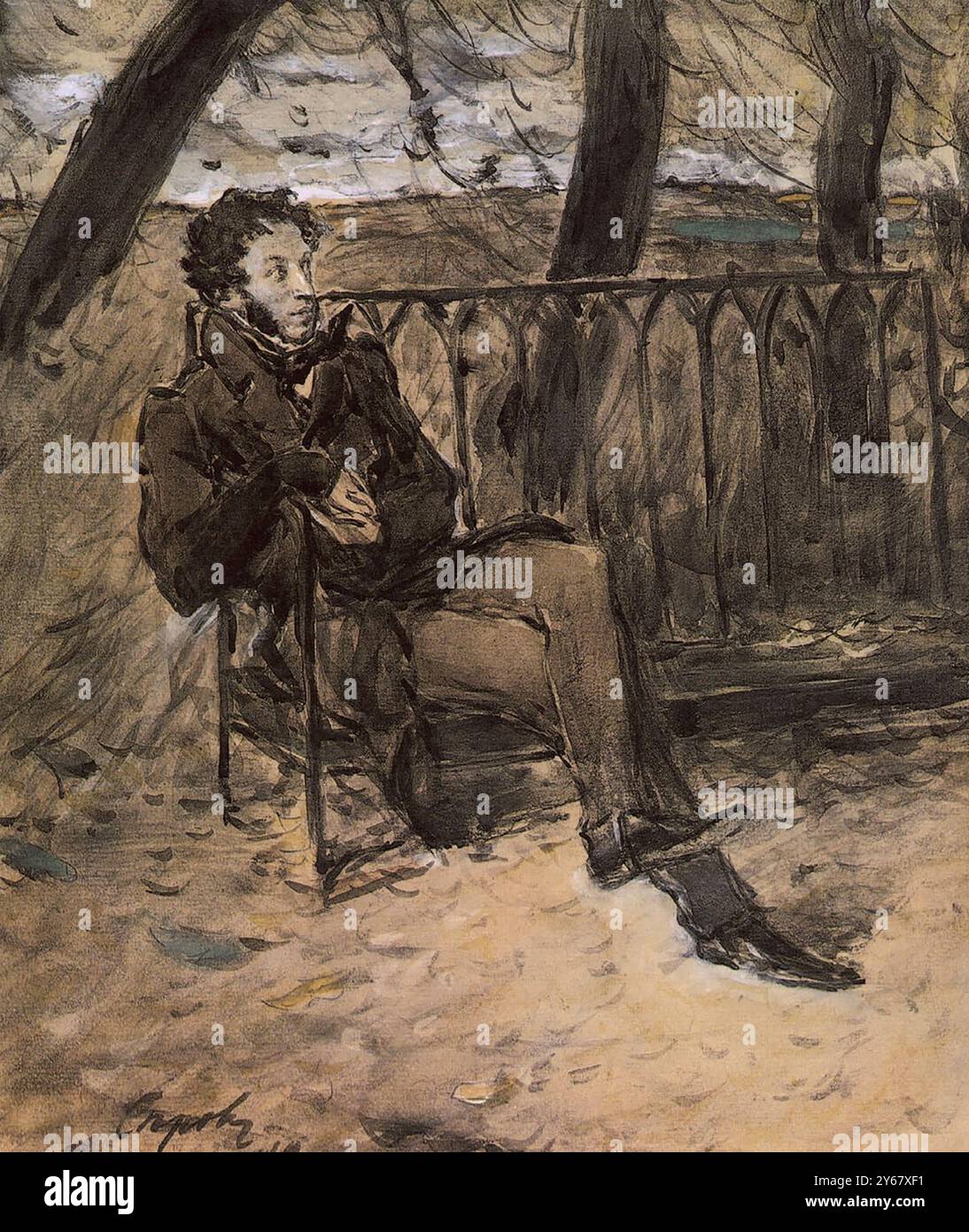 VALENTIN SEROV (1865-1911) Russian painter in a self portrait Stock ...