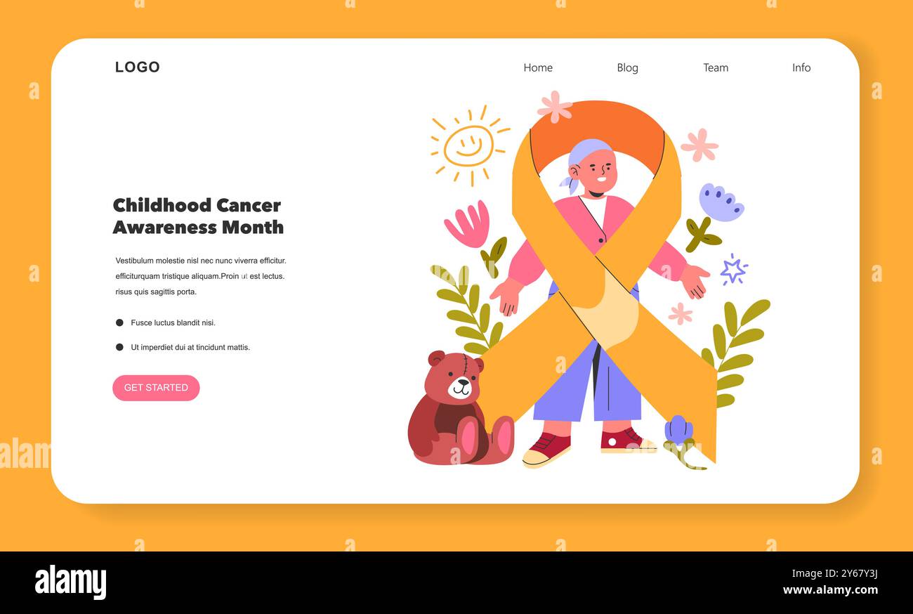 Childhood Cancer Awareness Month concept. A young character smiling ...