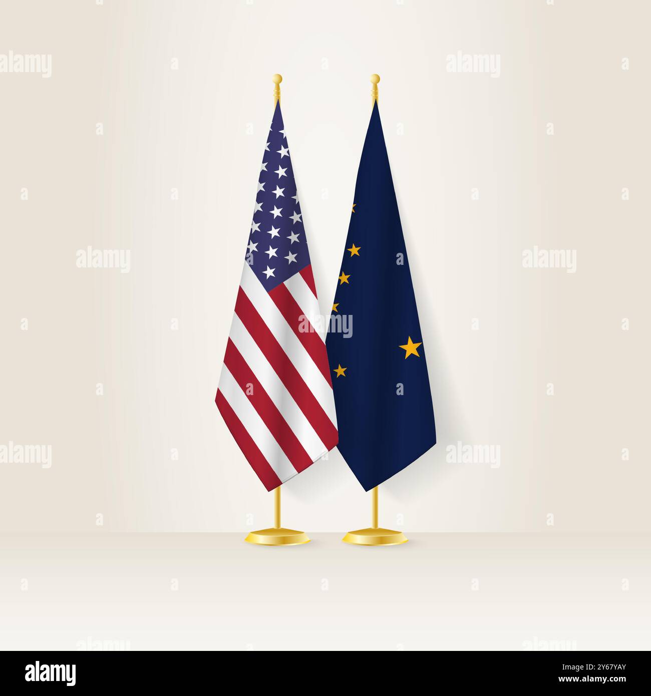 United States and Alaska national flag on a light background. Vector ...