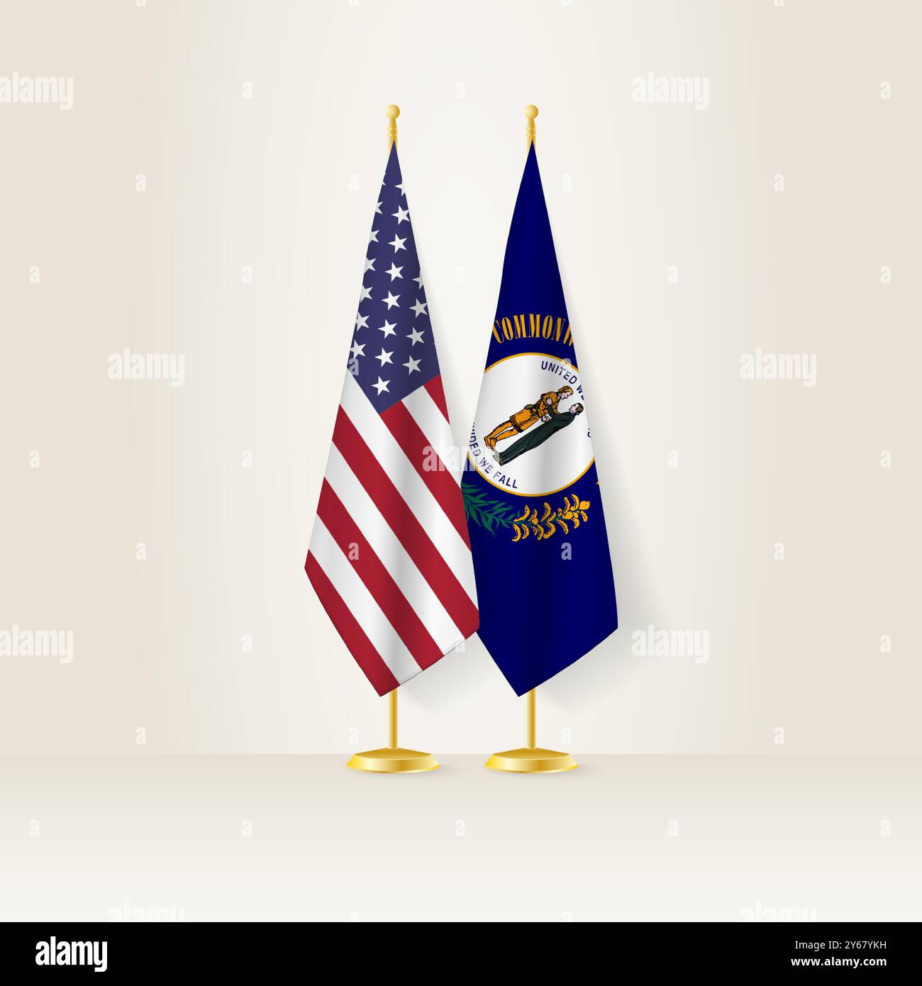 United States and Kentucky national flag on a light background. Vector ...
