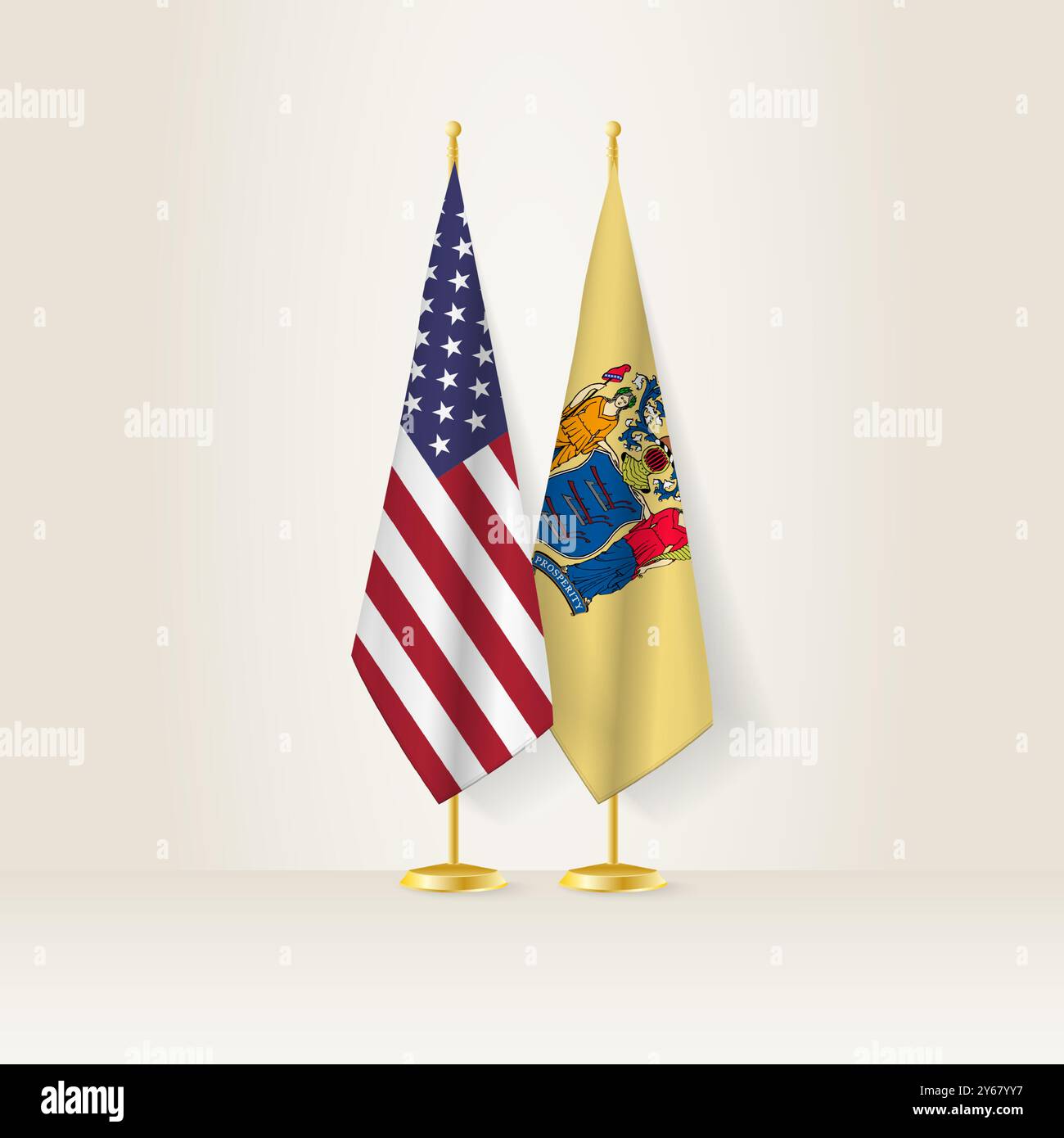United States and New Jersey national flag on a light background ...