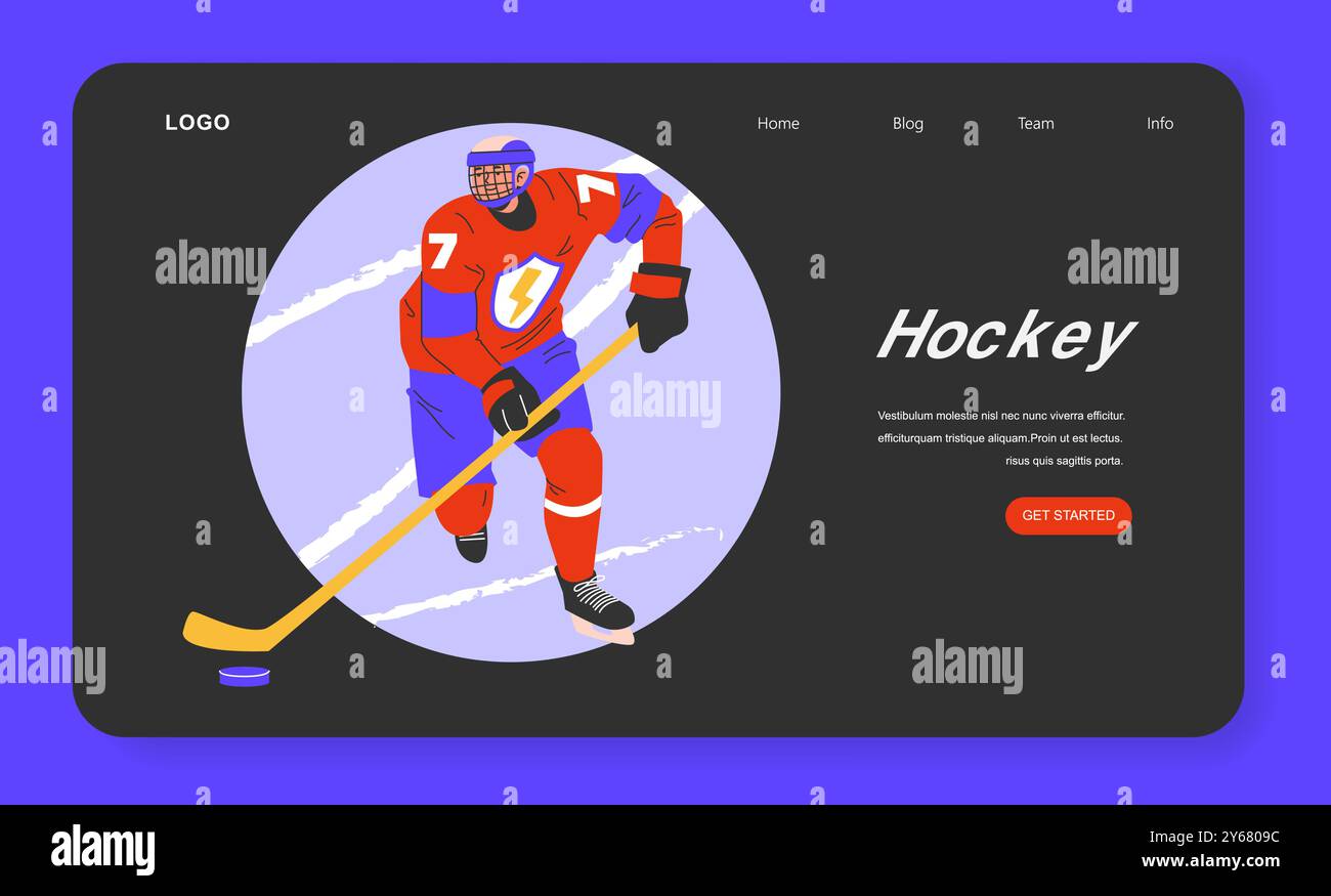 Hockey player on ice vector illustration. Dynamic pose of an athlete ...