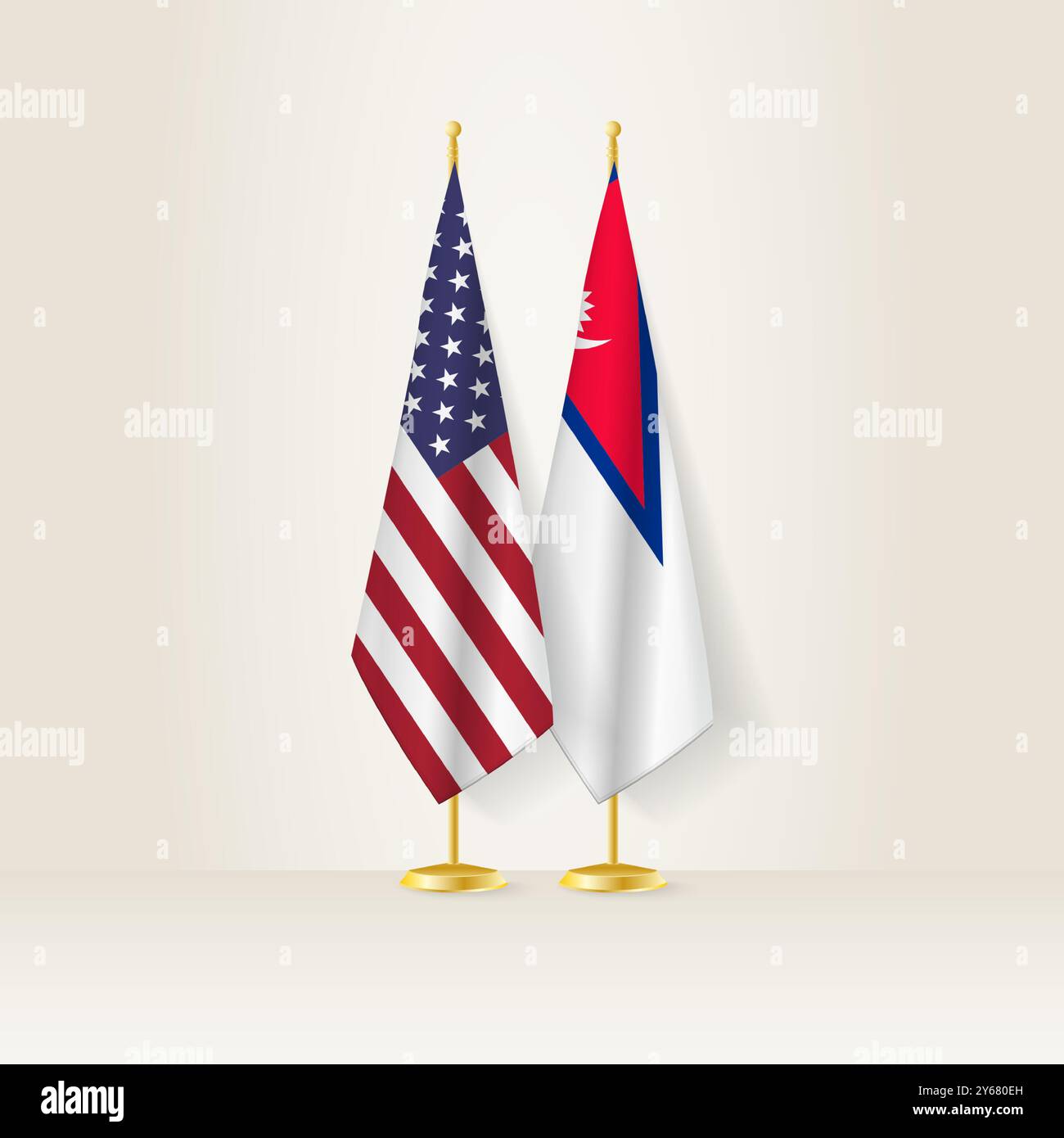 United States and Nepal national flag on a light background. Vector ...