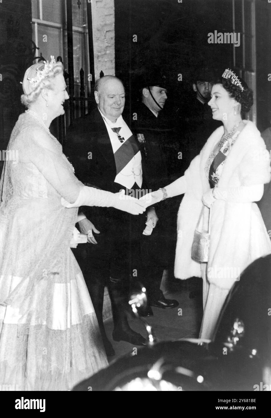 Prime Minister Sir Winston Churchill smiles as Lady Lady Churchill ...