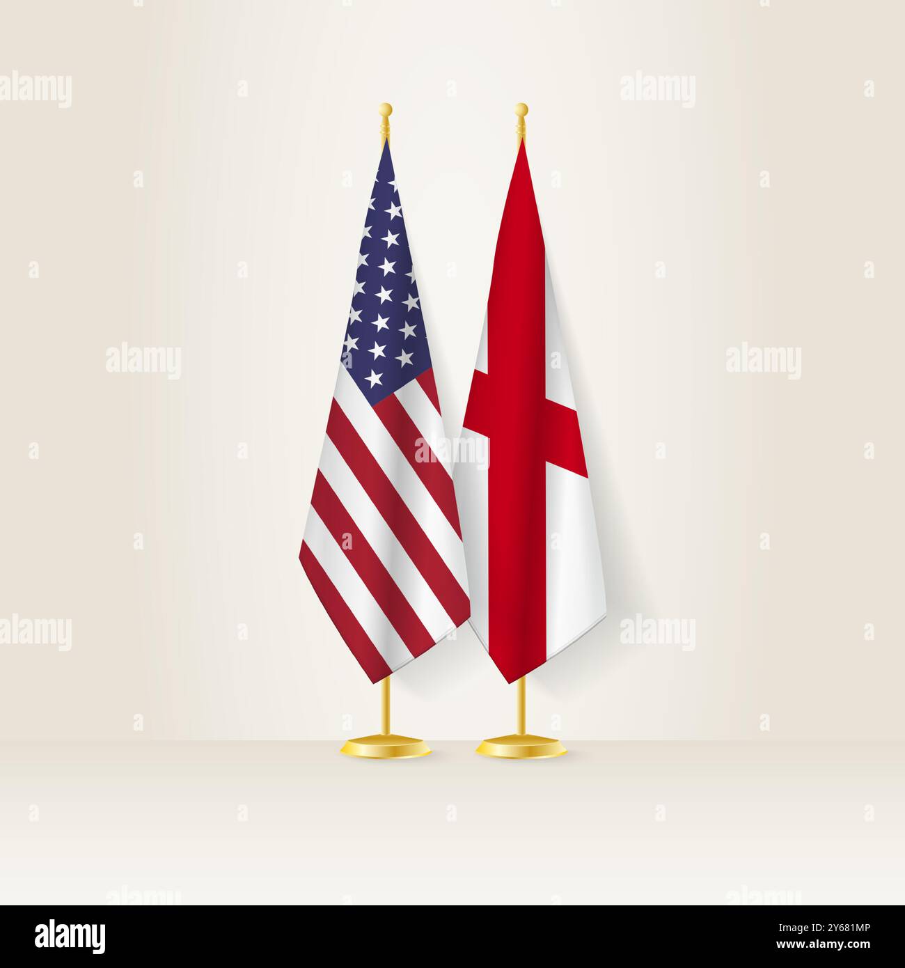 United States and Alabama national flag on a light background. Vector ...