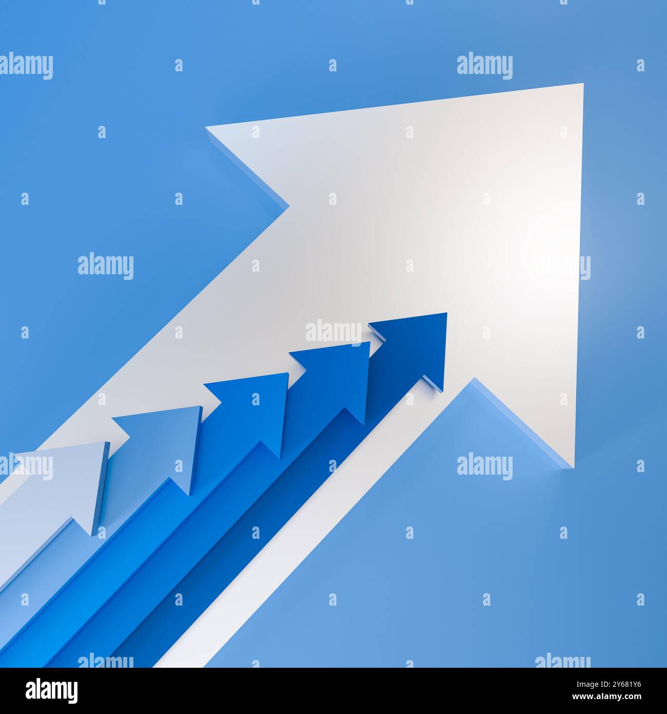 3d render illustration blue arrows on a blue background. business ...