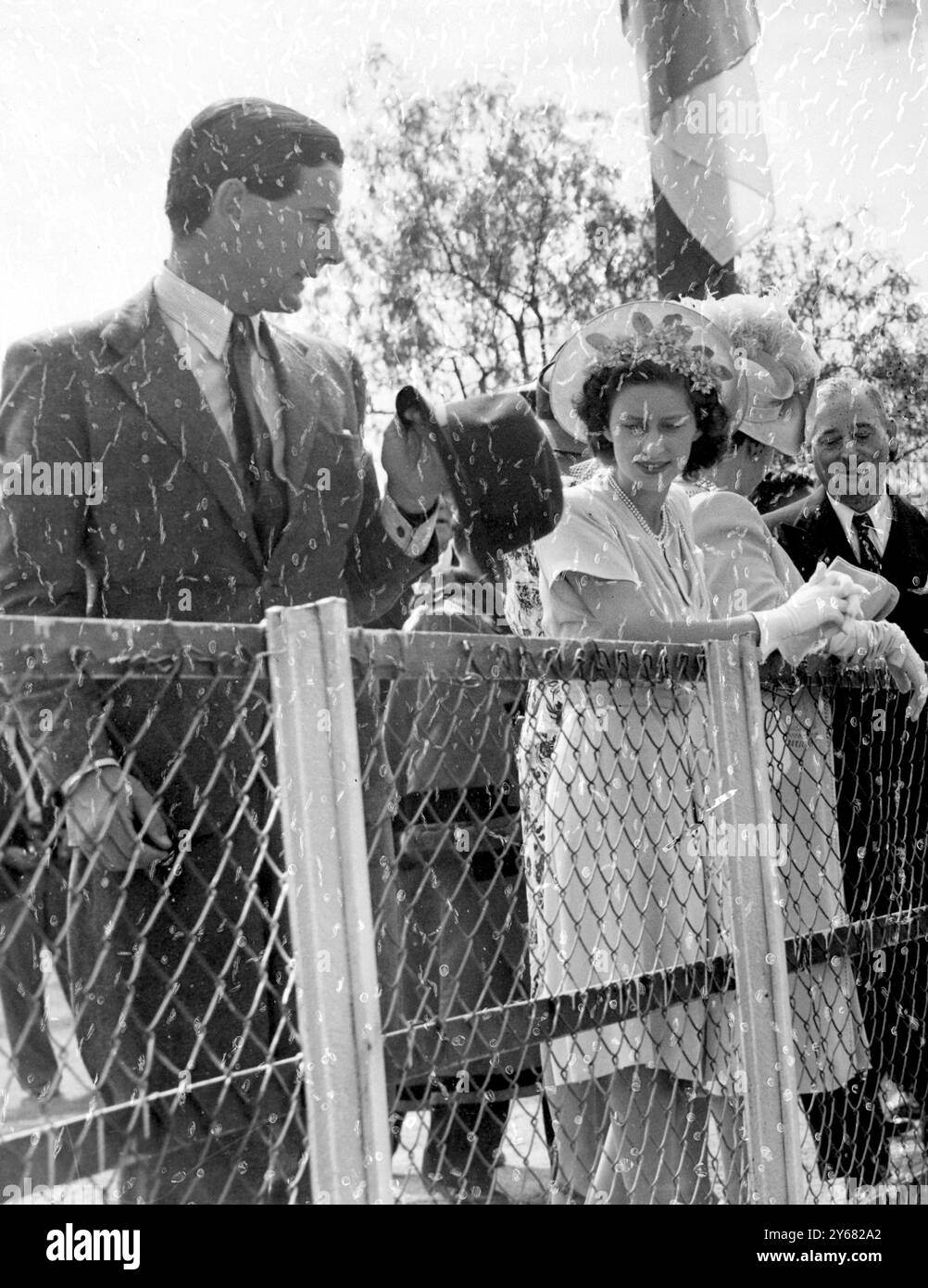 London: Group captain Townsend and Princess Margaret looking over into ...