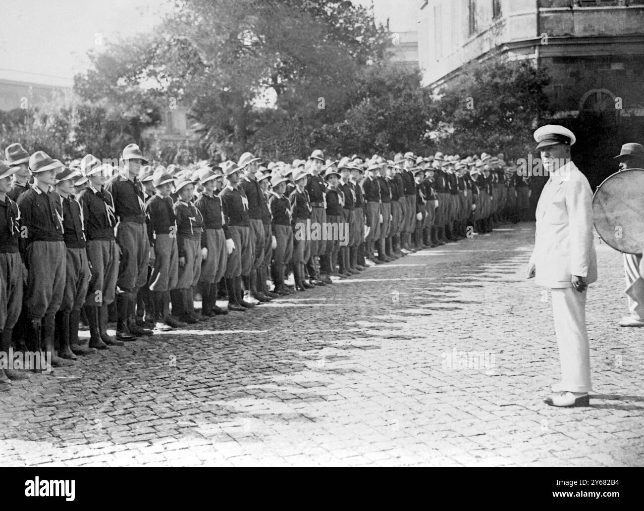 Picture just received from Rome showing Signor Mussolini reviewing a ...